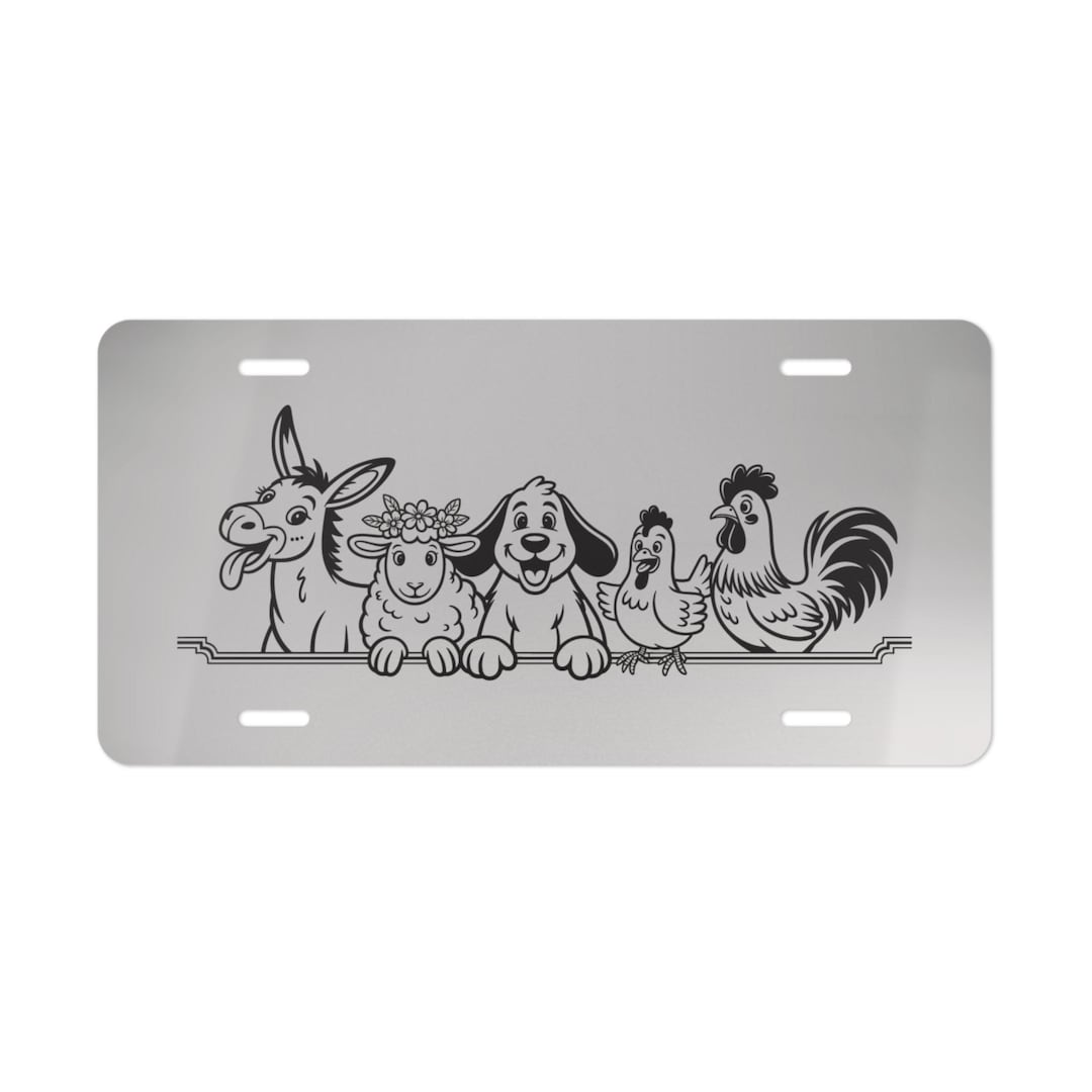Farm Animal Lineup Vanity Plate | Donkey Sheep Dog Chicken Rooster ...