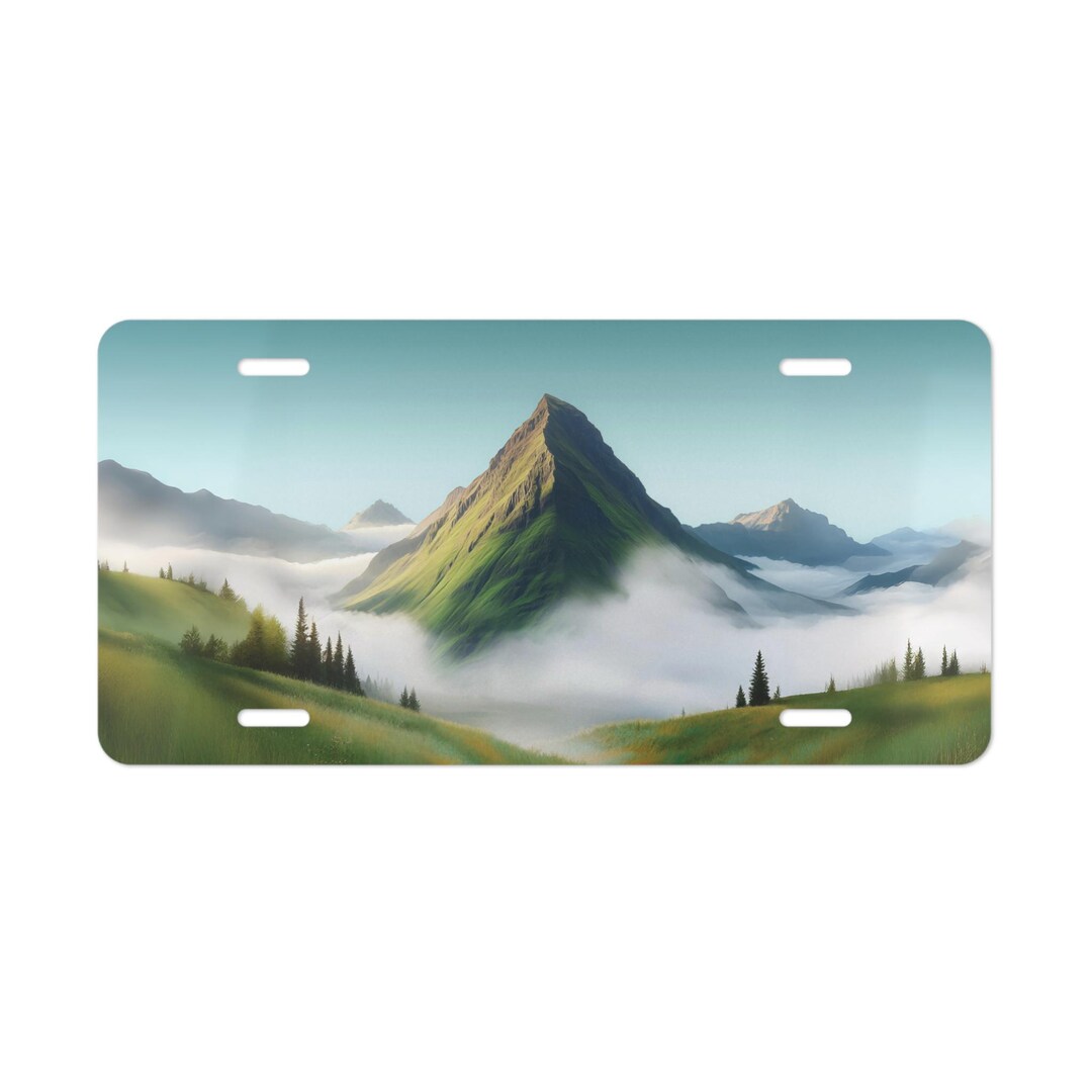 Misty Mountain Landscape Vanity Plate | Scenic Mountain Car License Tag ...