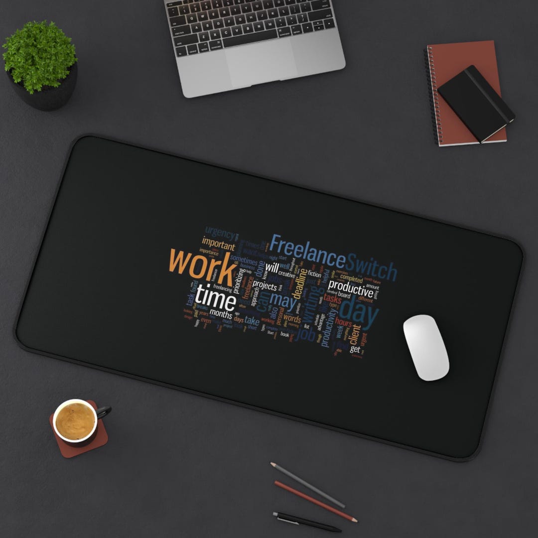 Productivity Desk Mat, Freelance Word Cloud Mouse Pad, Large Office ...