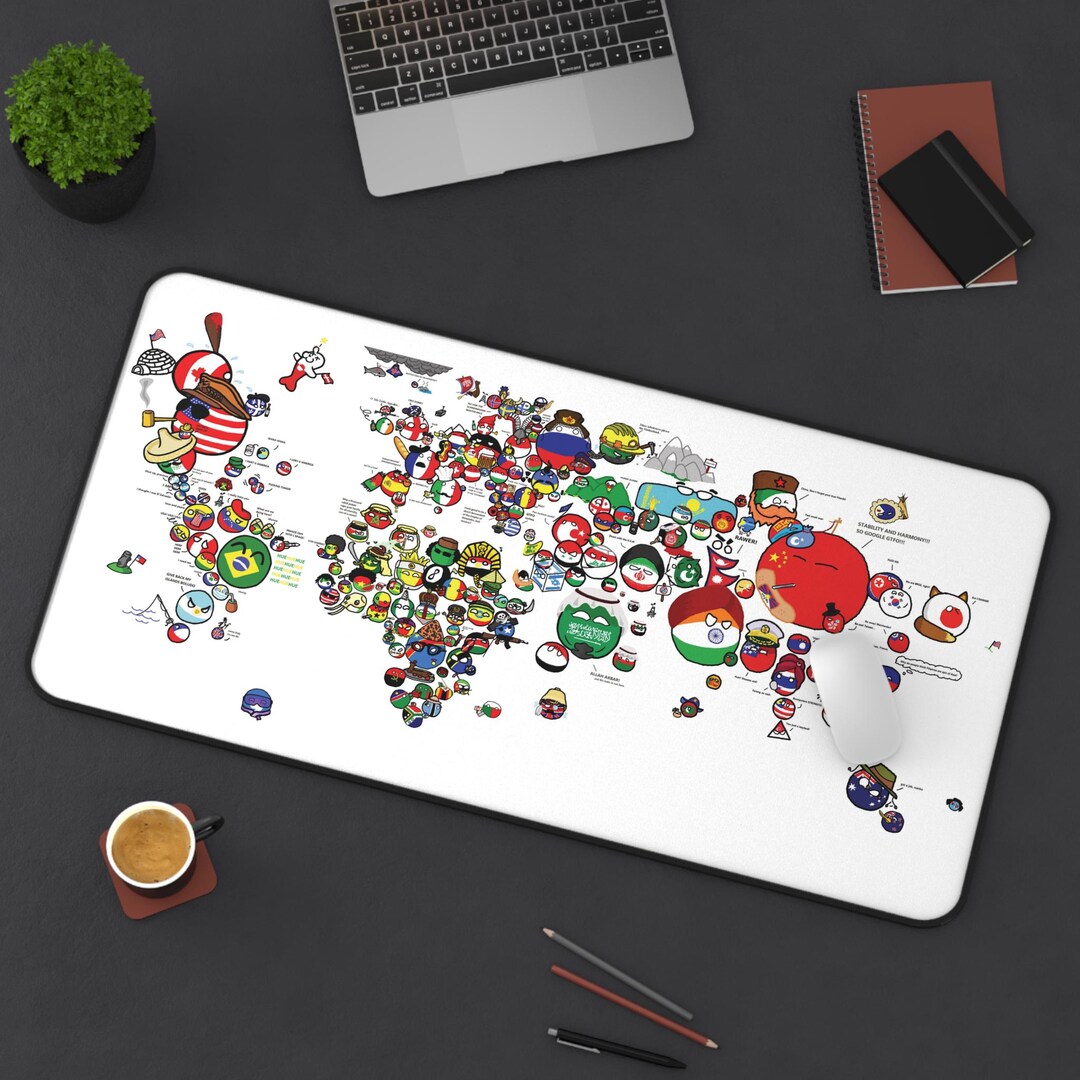 Countryball World Map Desk Mat | Cartoon World Map Mouse Pad | Funny ...