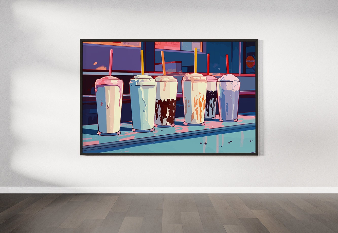 Milkshakes Pop Art Bold Colorful Abstract Contemporary Printable Wall ...