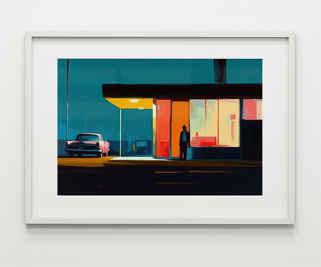 Night Scene Unique Bold Colorful Contemporary Printable Wall Art Print ...