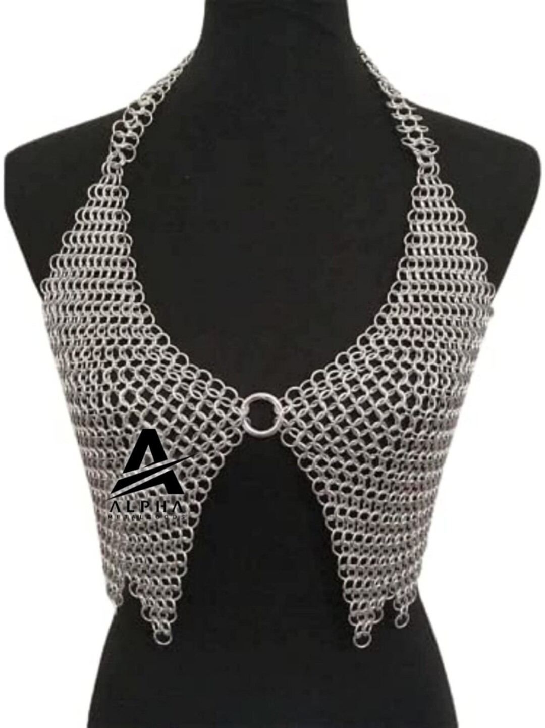 Women Clothing Chainmail Halter Top Metal Aluminum Chainmail Jump Rings ...