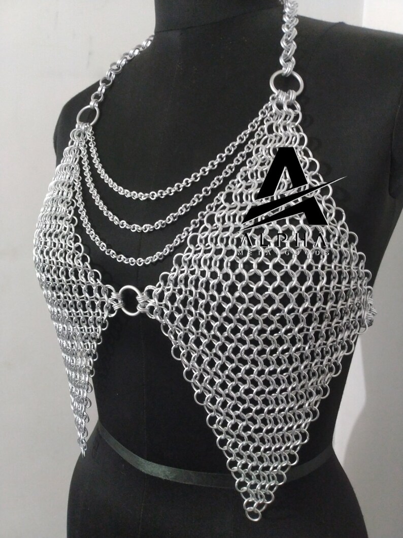 Women Clothing Chainmail Halter Top Metal Aluminum Chainmail Jump Rings ...