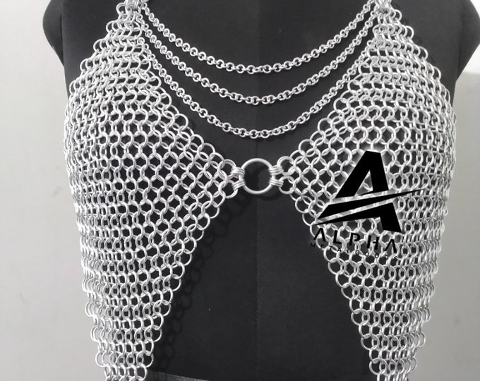 Women Clothing Chainmail Halter Top Metal Aluminum Chainmail Jump Rings ...