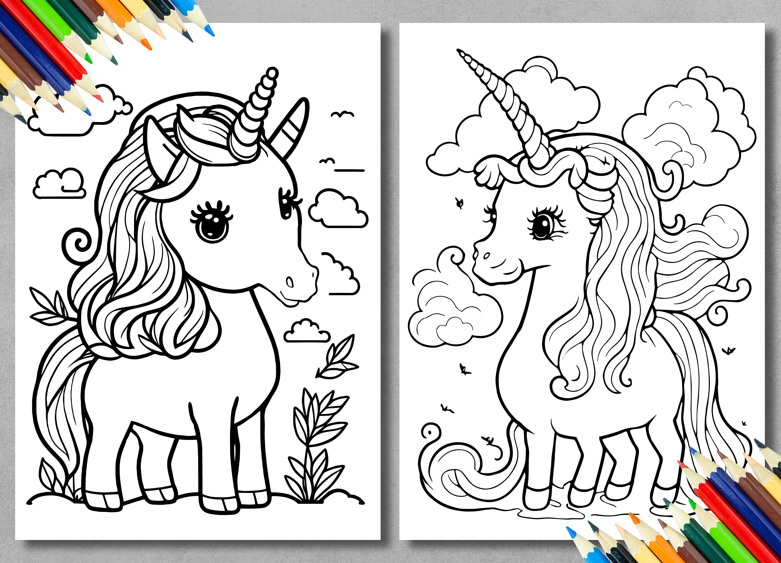 Unicorn 6 Coloring Pages for Kids Ready to Print Digital Download - Etsy