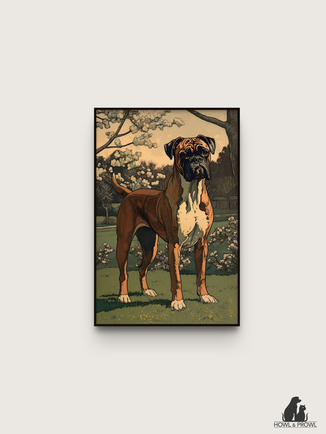 Boxer Dog Garden Print | Digital Download | Fine Art Poster | #BOWB01 ...