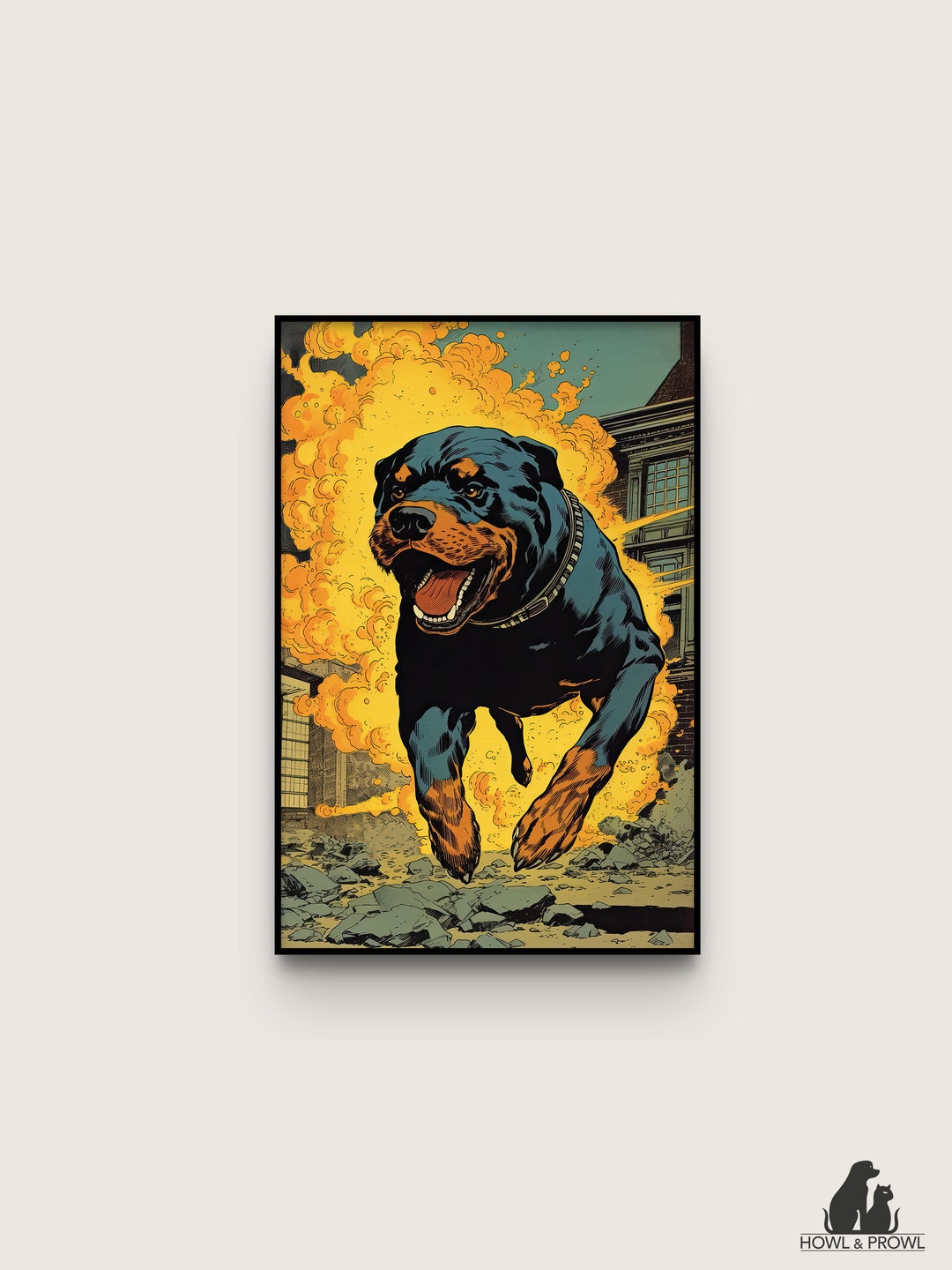 Rottweiler Comic Book Print Digital Art Download Original - Etsy