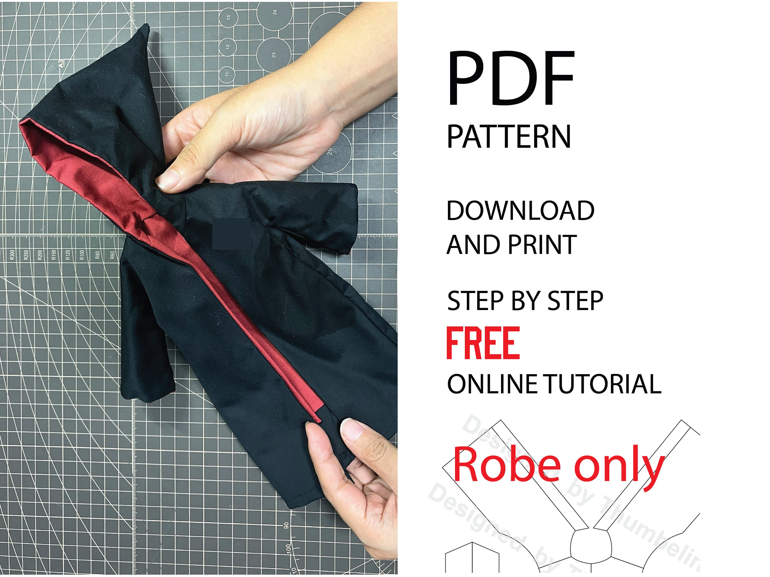 Wizard Robes/cloak Sewing Pattern for All 1/6 Fashion Doll and BJD Doll ...