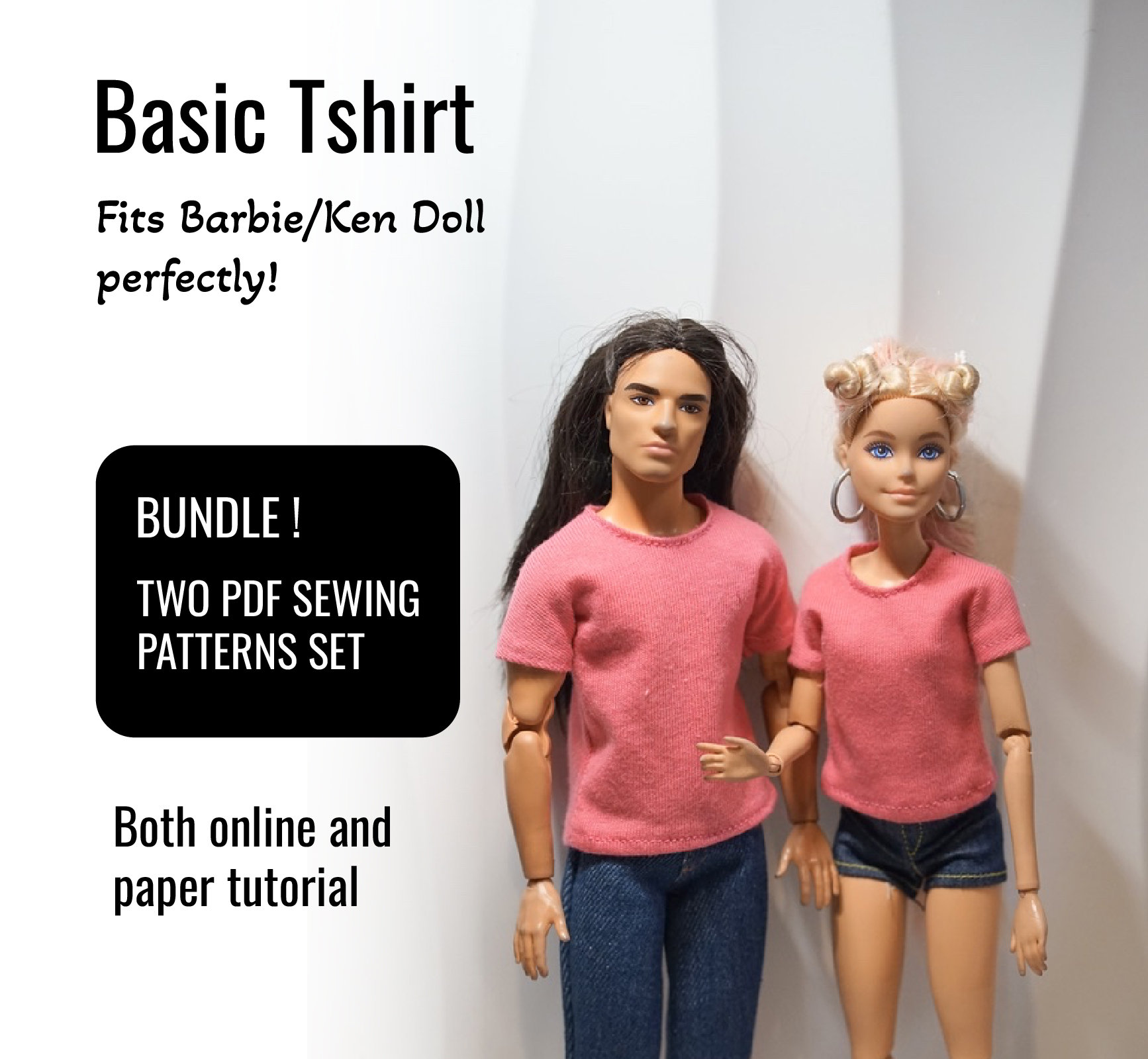 Basic/simple T-shirt PDF Sewing Pattern for Both Barbie and Ken Size ...