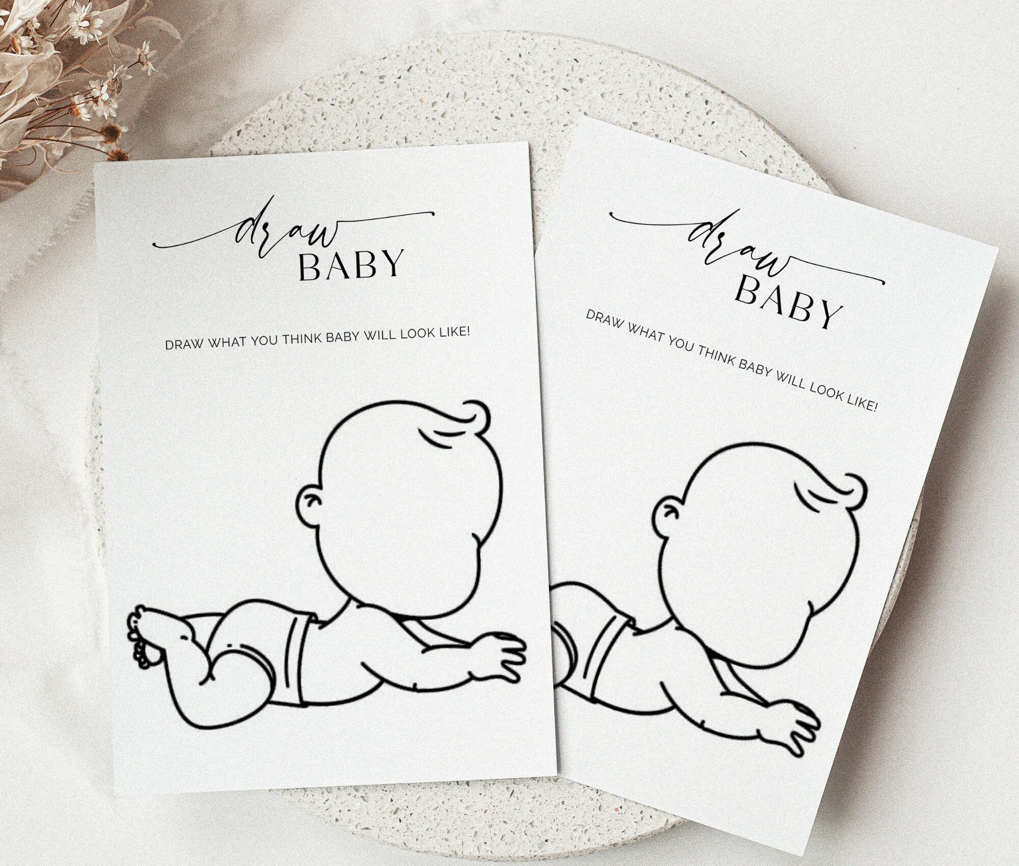 Draw Baby, Baby Shower Party Games, Draw the Baby, Minimalist Baby ...