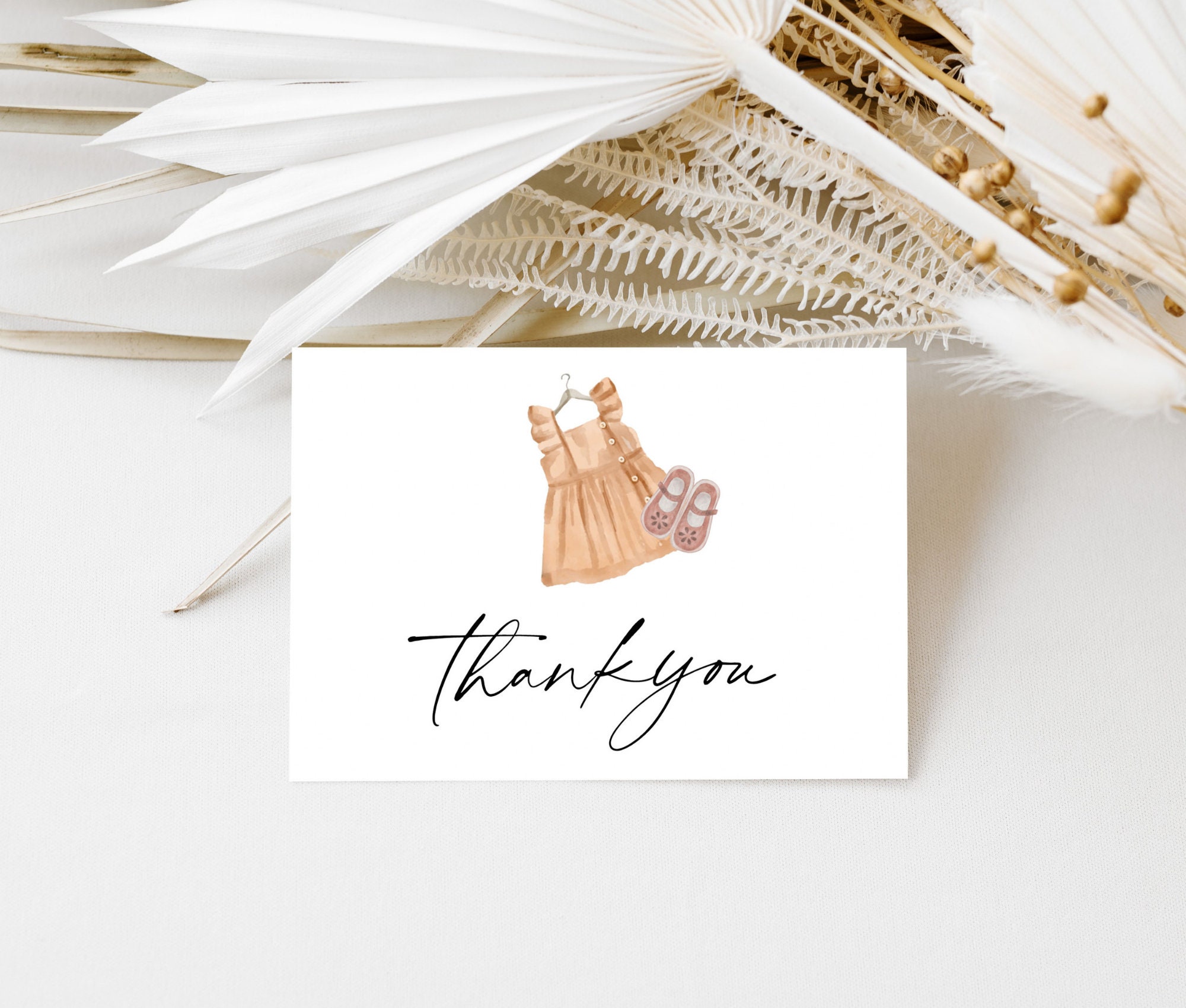 Little Lady Thank You Card Template, Printable Thank You Card, Modern ...