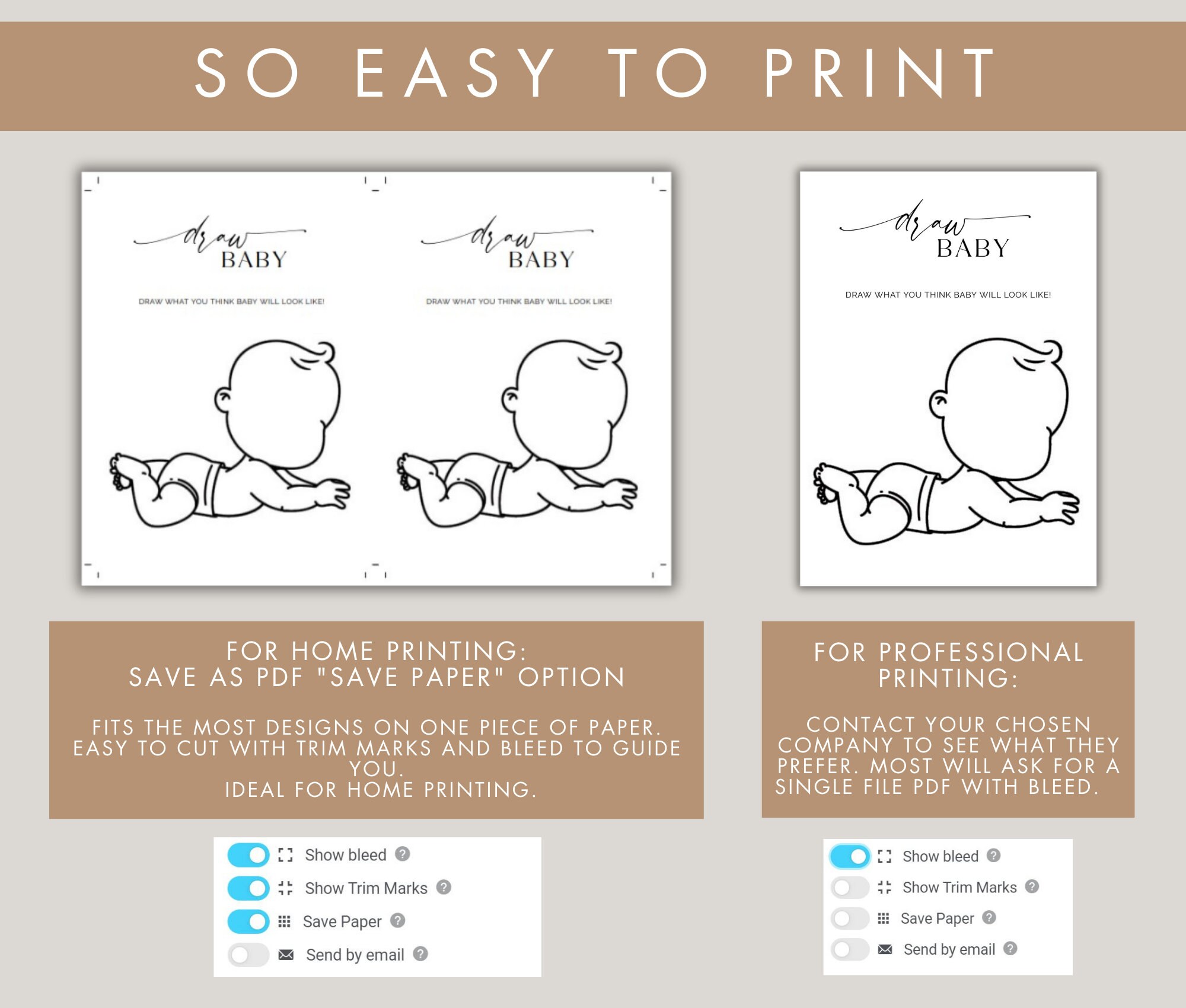 Draw Baby, Baby Shower Party Games, Draw the Baby, Minimalist Baby ...