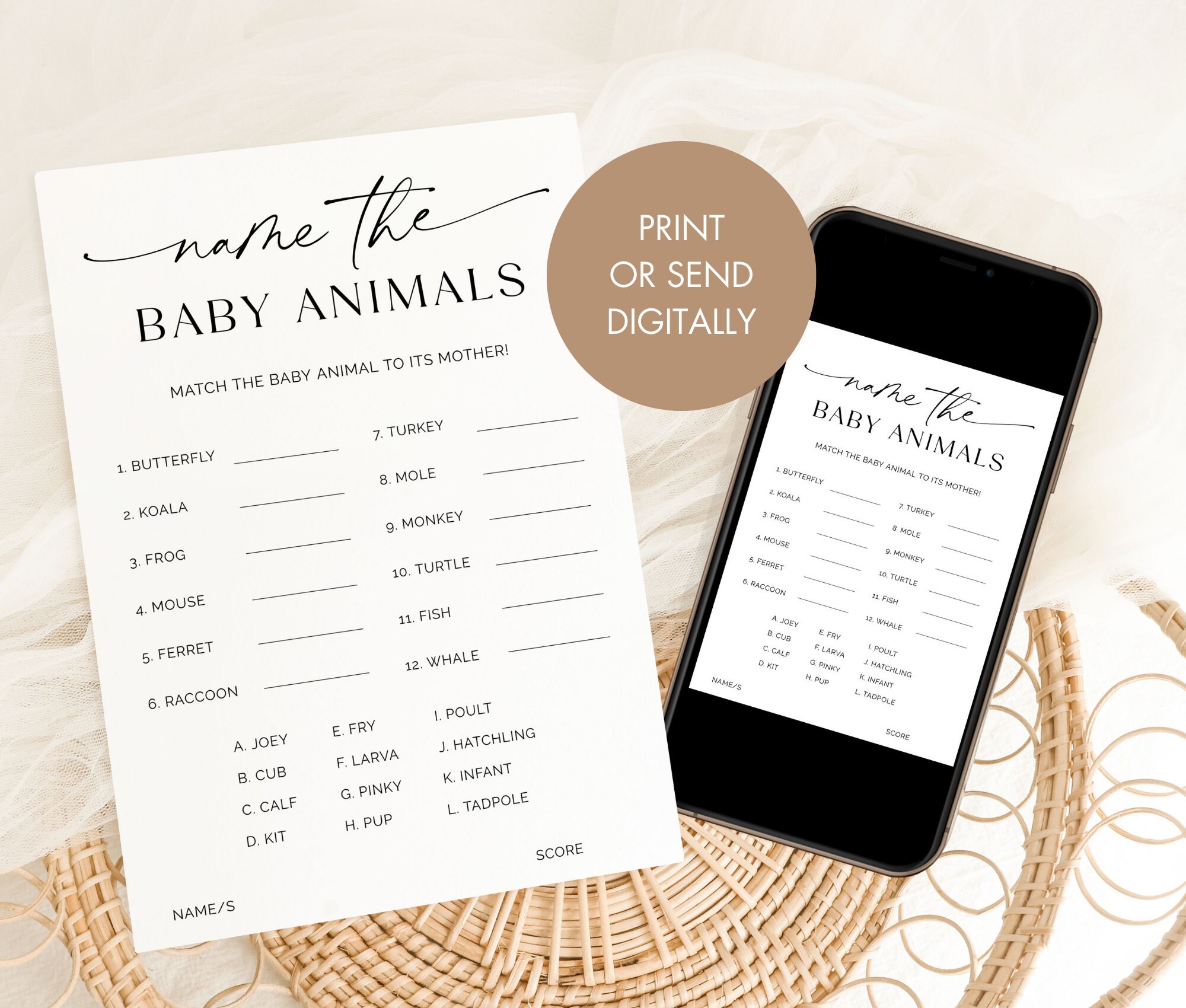 Baby Animal Game Name the Baby Animal Game Printable - Etsy