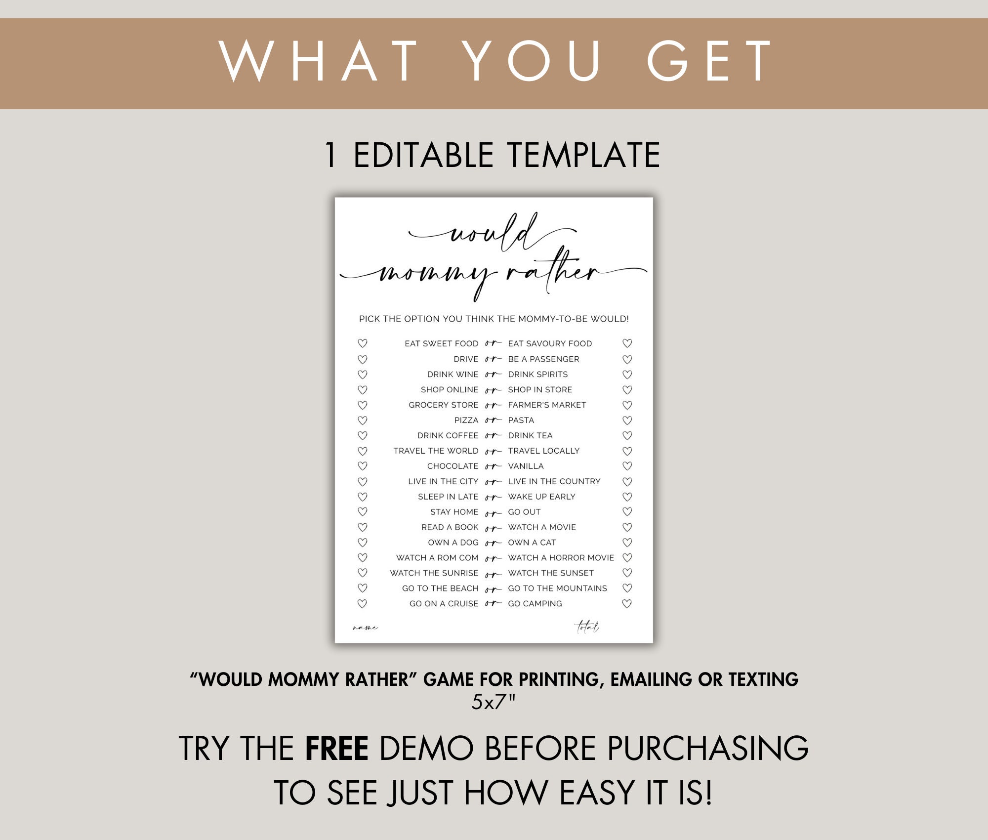 Would Mommy Rather Baby Shower Game, Would She Rather, Who Knows Mommy ...