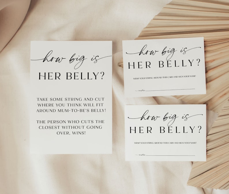 Minimalist How Big is Mommy's Belly Game Card and Sign, How Big is Her ...