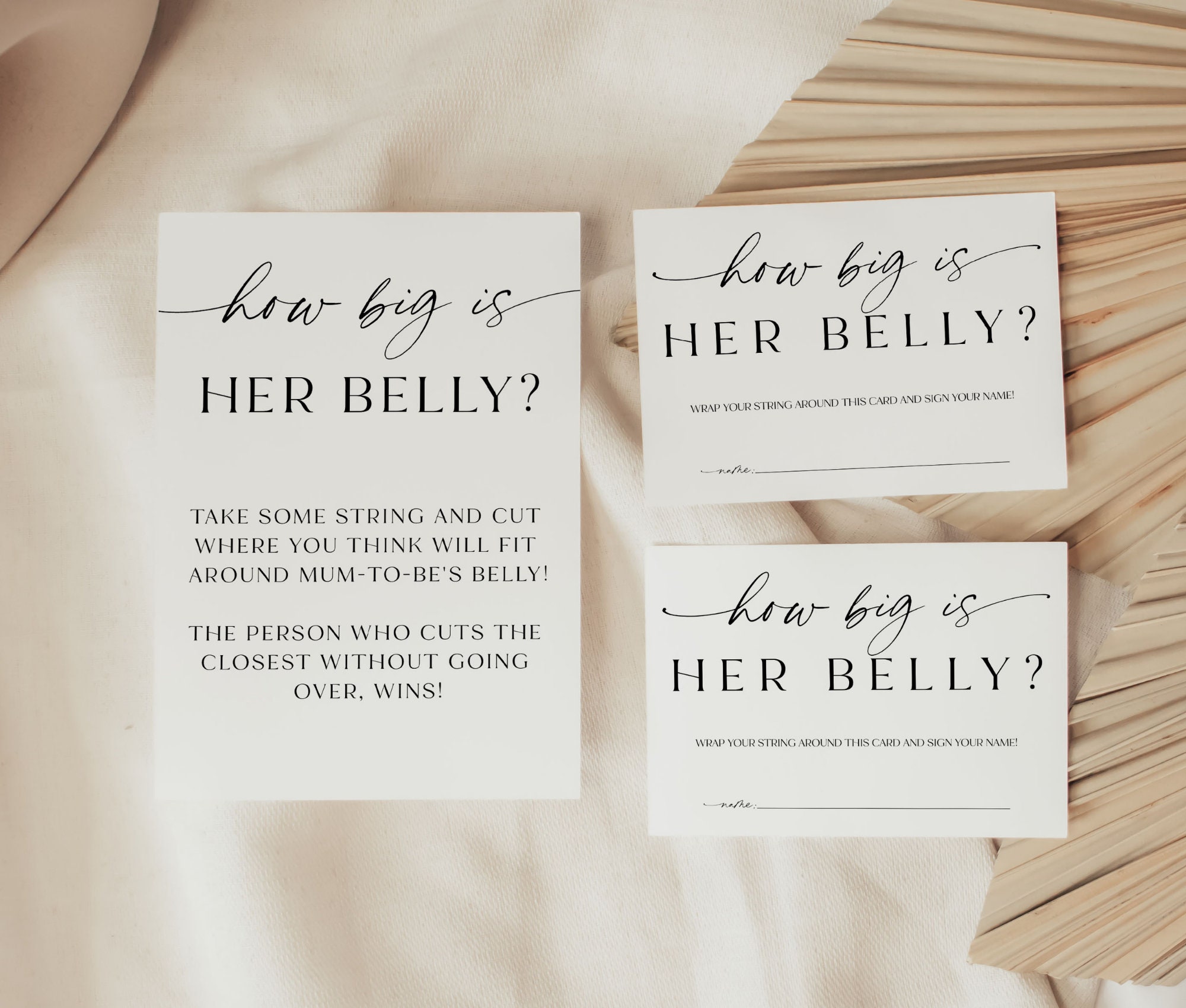 Minimalist How Big is Mommy's Belly Game Card and Sign, How Big is Her ...