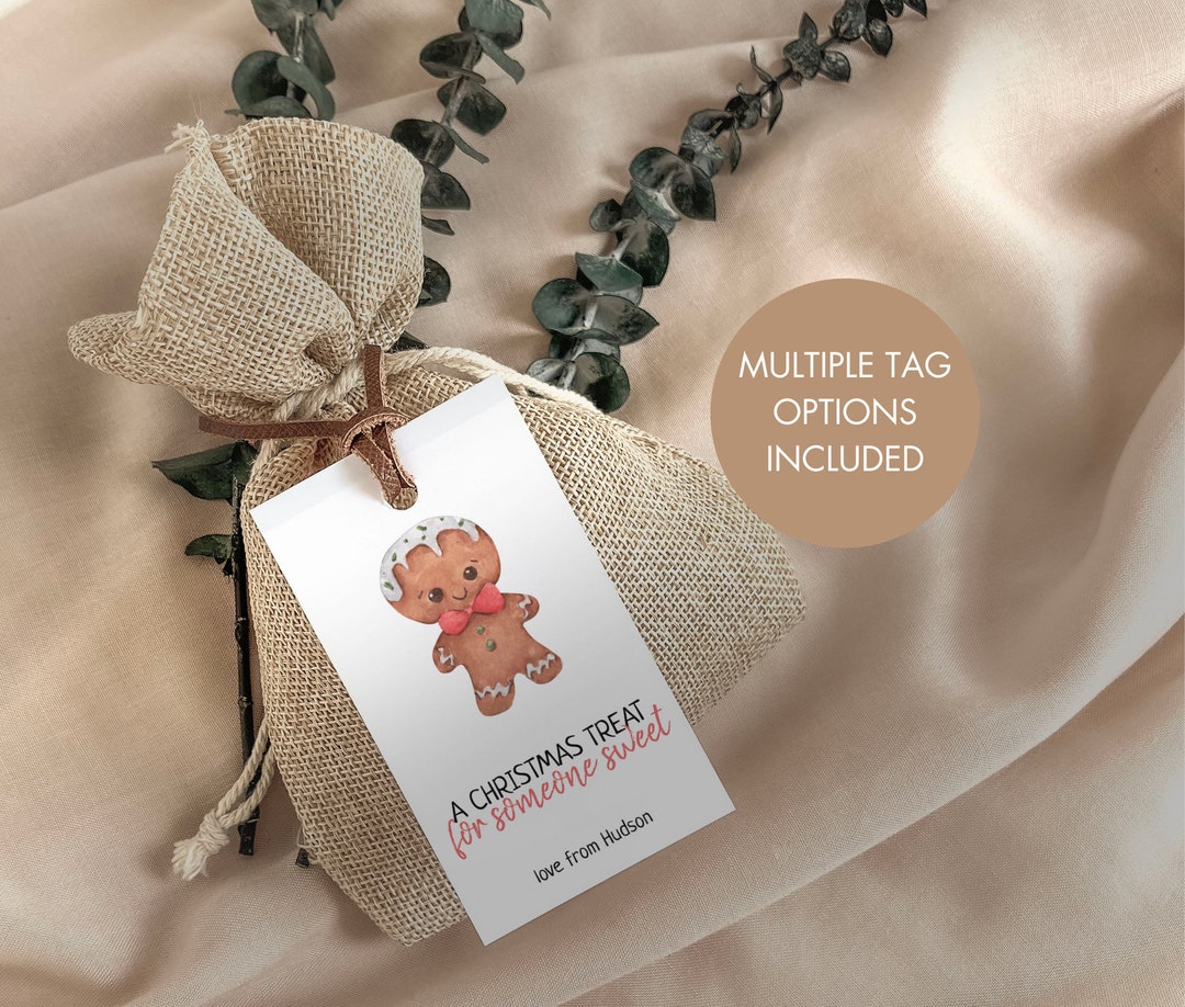 Gingerbread Man Christmas Gift Tag Template, Printable Cute Holiday ...