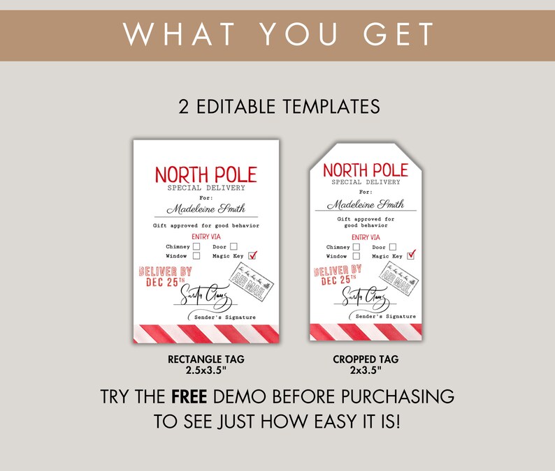 Editable North Pole Special Delivery Tag: Personalized Santa Gift Tags ...