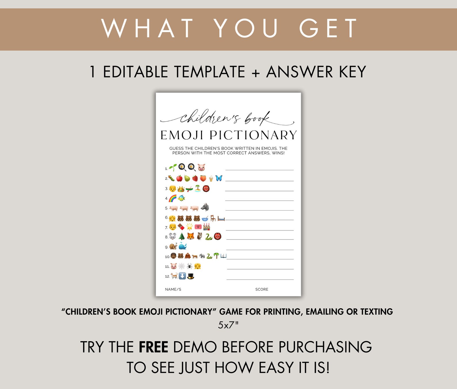 Children's Book Emoji Pictionary Game, Baby Shower Emoji Game, Emoji ...