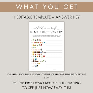 Children's Book Emoji Pictionary Game, Baby Shower Emoji Game, Emoji ...