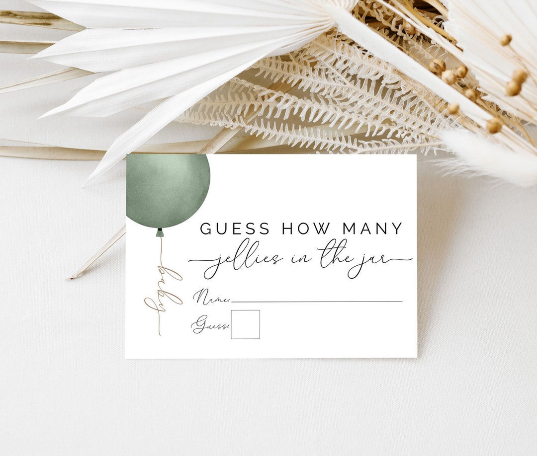 Sage Green and Gold Balloons Guess How Many Sprinkles Are in the Jar ...