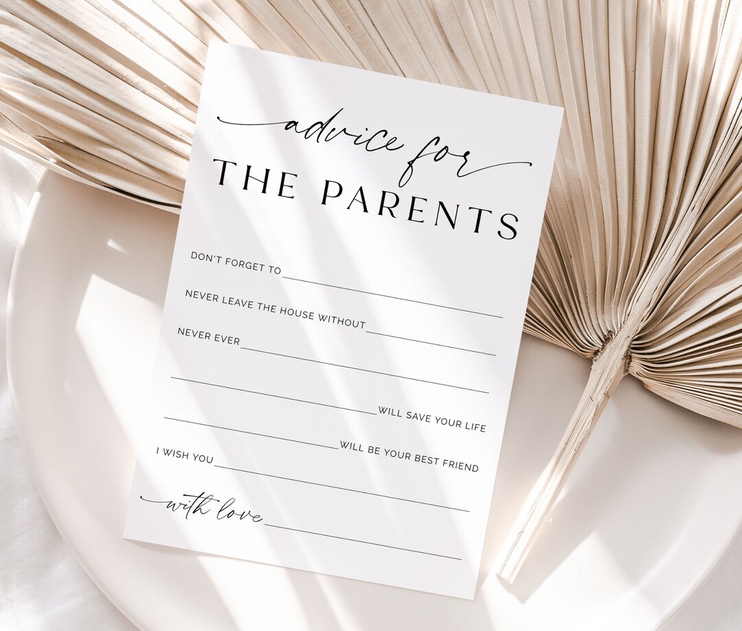 Advice for Parents, Minimalist Baby Shower Advice Card, Wishes for ...