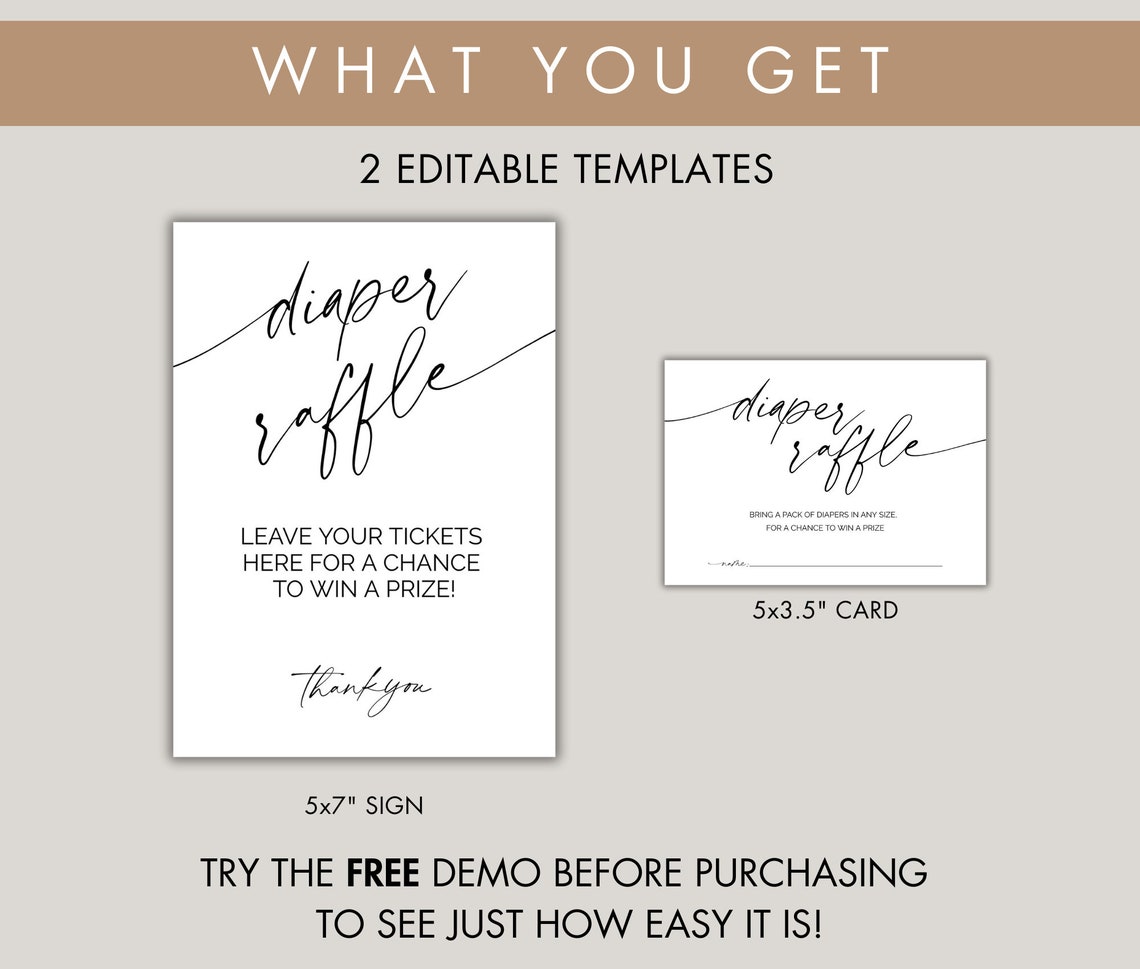 Minimalist Diaper Raffle Ticket Sign Baby Shower Diaper - Etsy