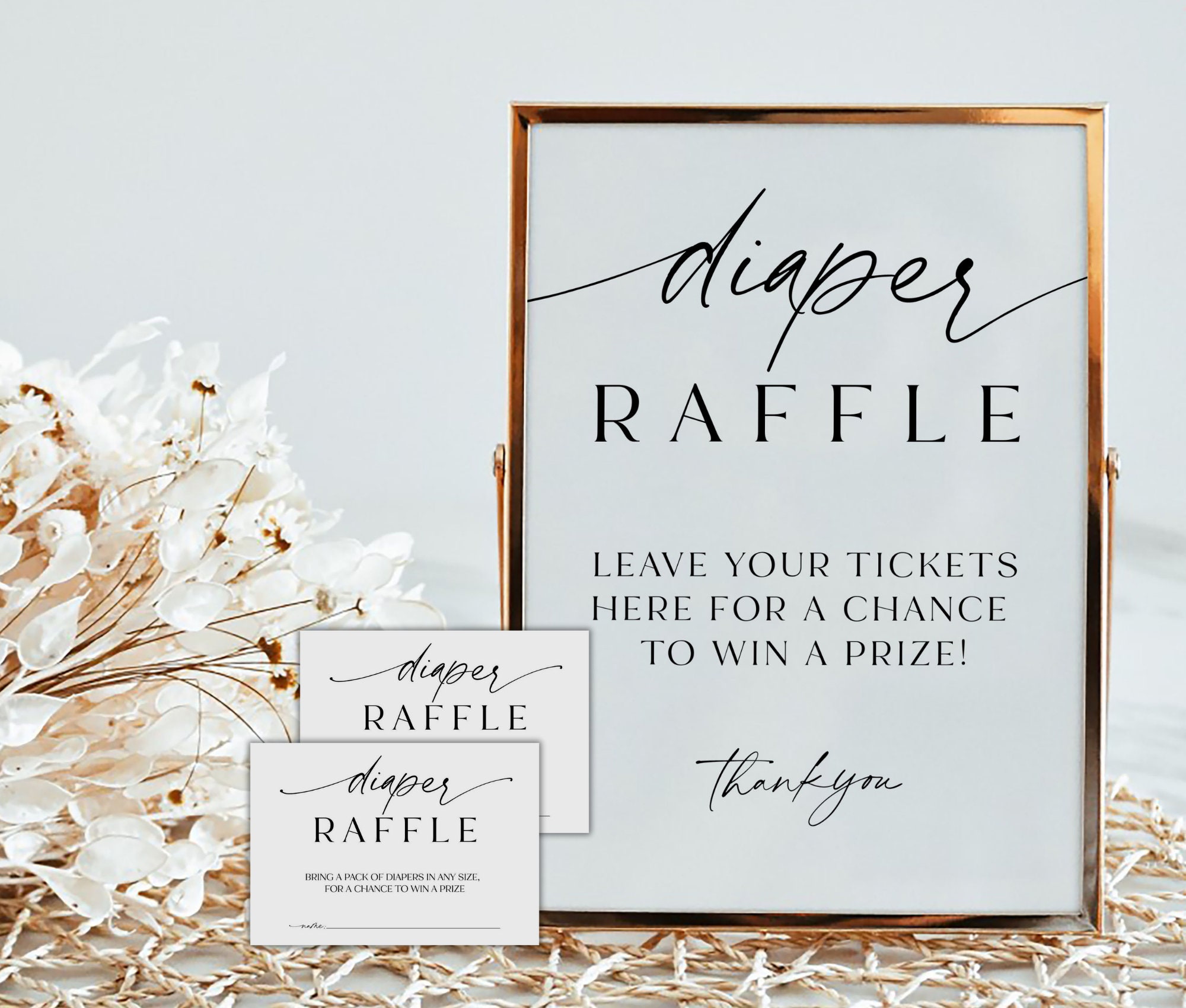 Minimalist Diaper Raffle Ticket Sign, Baby Shower Diaper Raffle Game ...