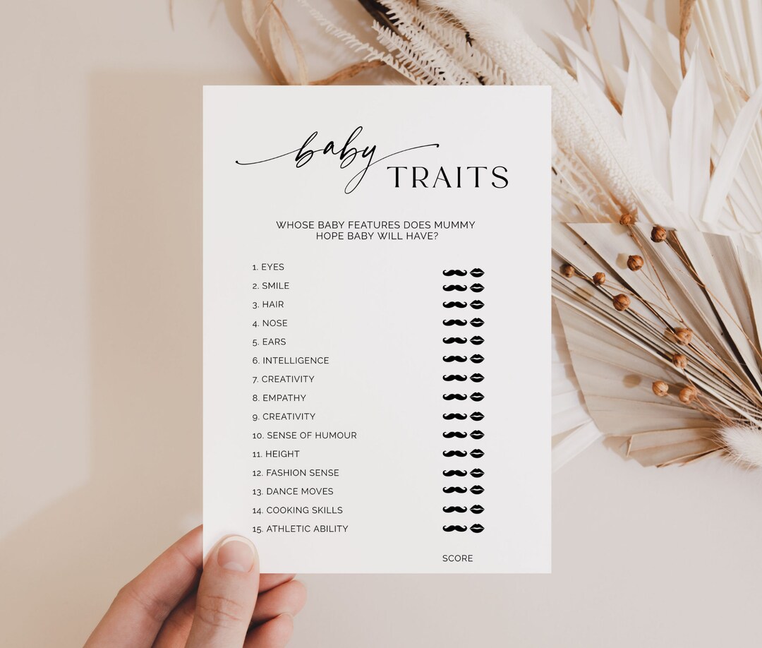 Baby Traits Game Minimalist Baby Shower Games Baby Shower - Etsy
