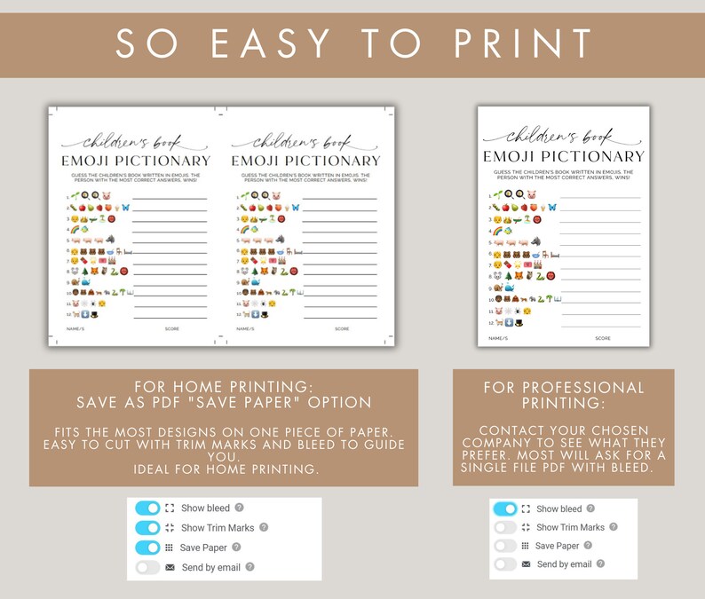 Children's Book Emoji Pictionary Game, Baby Shower Emoji Game, Emoji ...