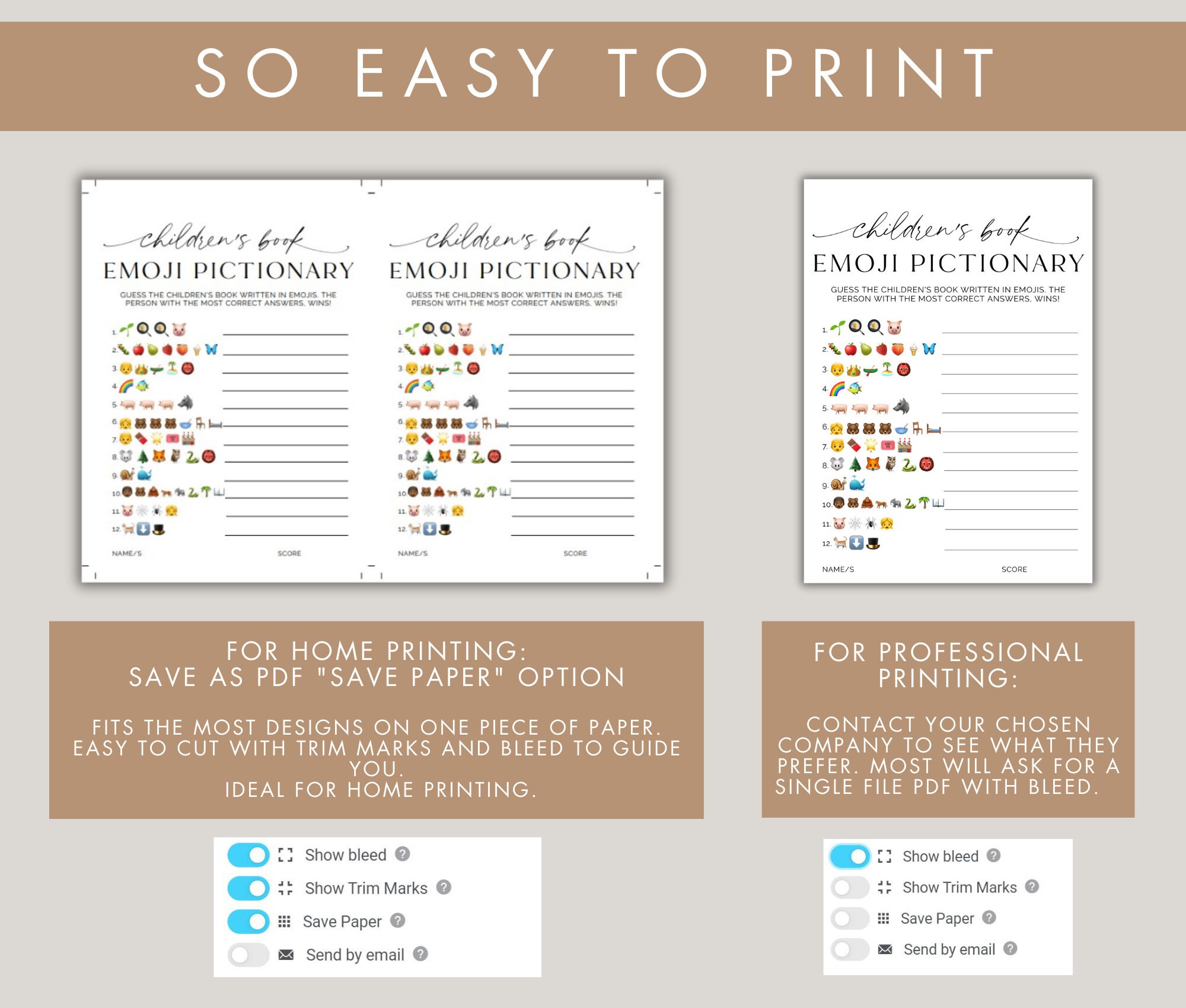 Children's Book Emoji Pictionary Game, Baby Shower Emoji Game, Emoji ...