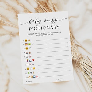 Baby Emoji Game, Emoji Picture Game Baby Shower, Emoji Pictionary, Baby ...