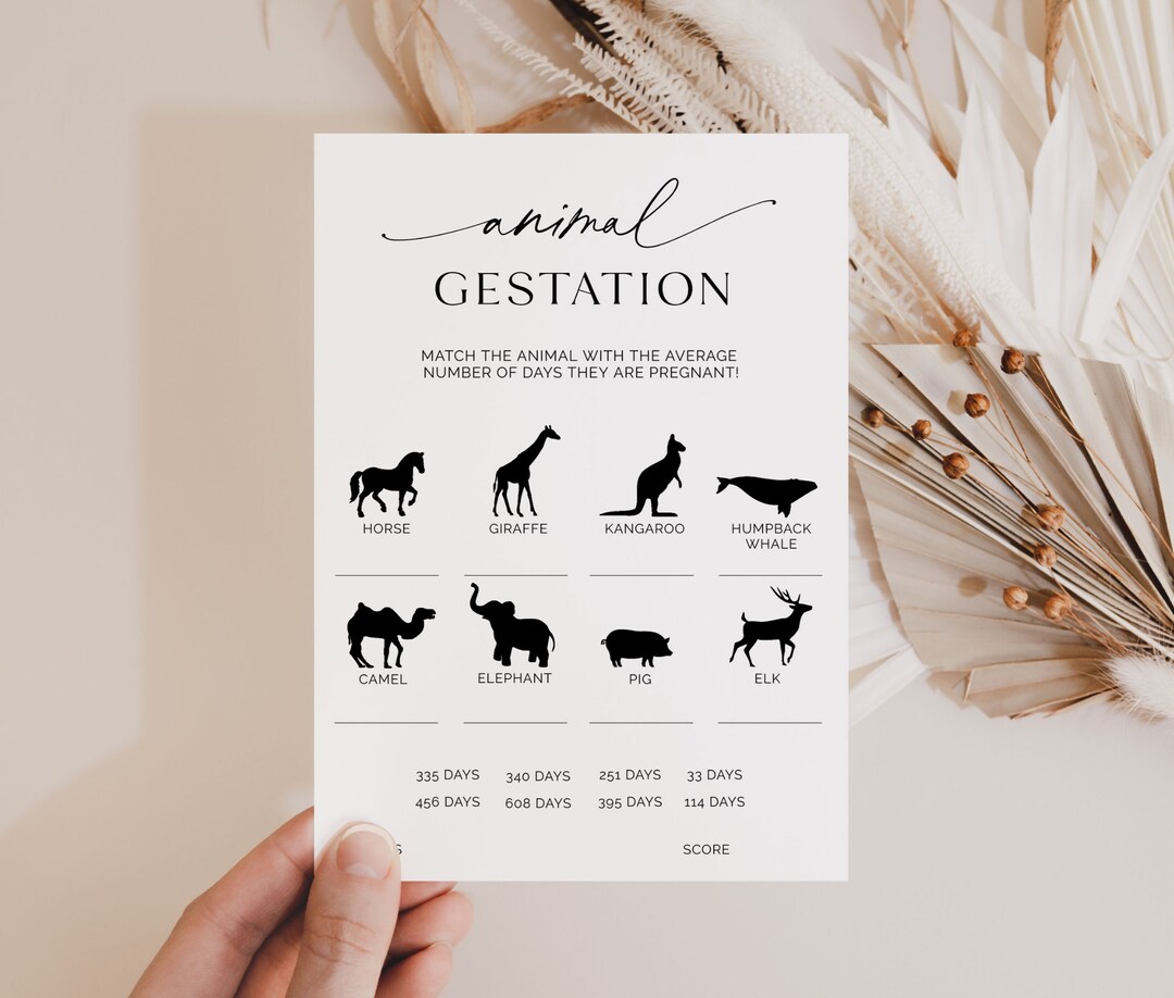 Animal Gestation Game Printable Animal Pregnancy Game Baby - Etsy