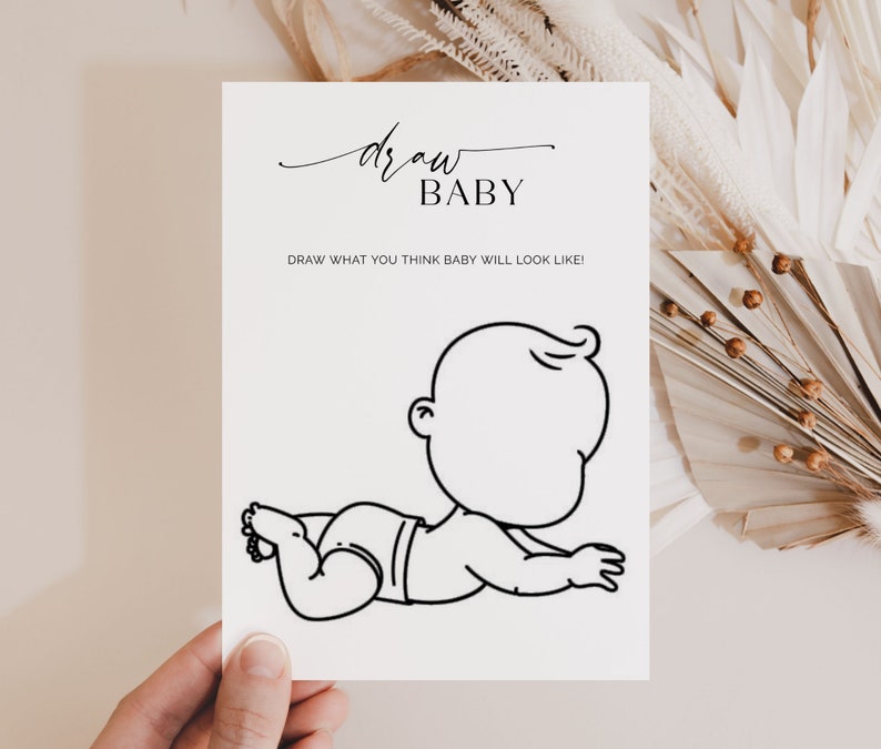 Draw Baby, Baby Shower Party Games, Draw the Baby, Minimalist Baby ...