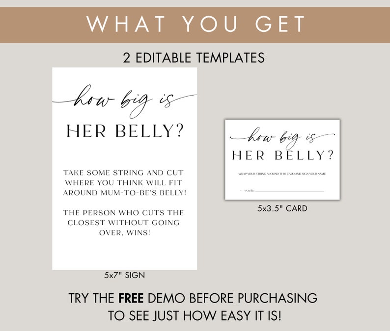 Minimalist How Big is Mommy's Belly Game Card and Sign, How Big is Her ...