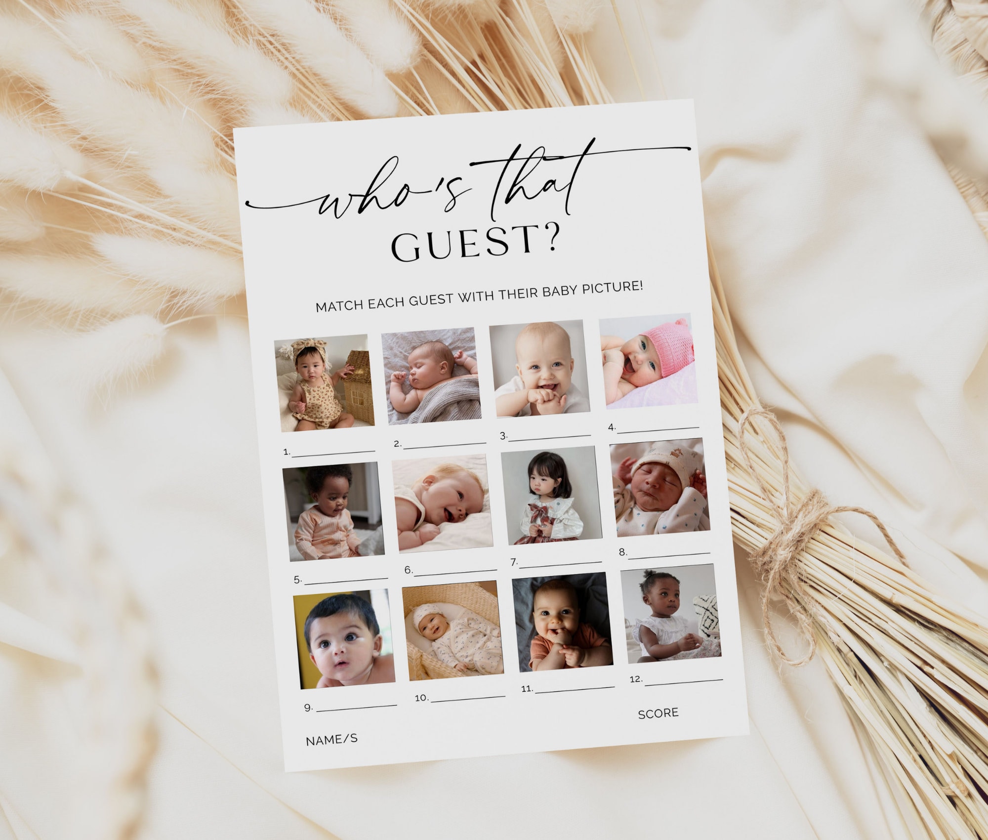 Who's That Baby Photo Game, Modern Minimalist Guess Who? Baby Shower ...