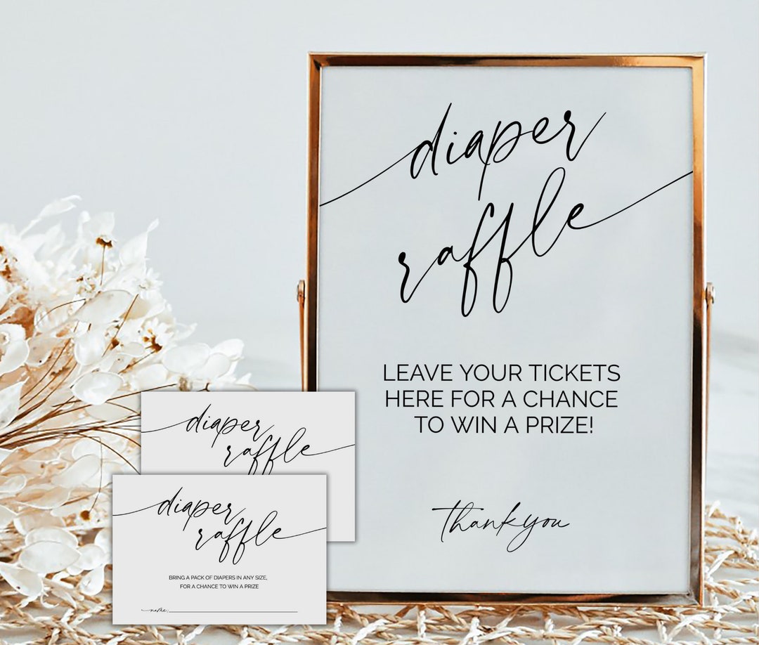 Minimalist Diaper Raffle Ticket & Sign: Baby Shower Game (digital ...