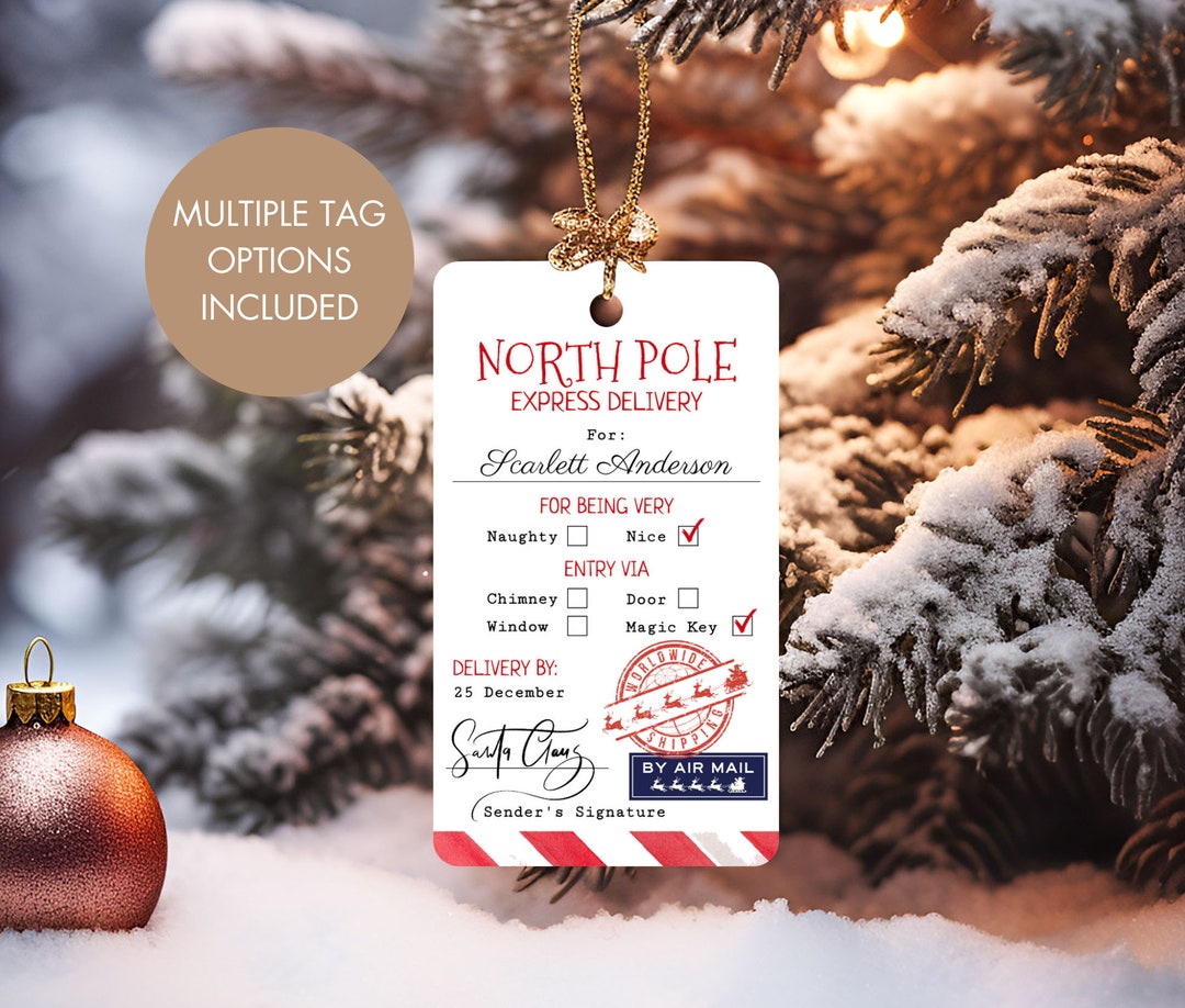 Editable Santa Gift Tags: North Pole Delivery Template (instant ...