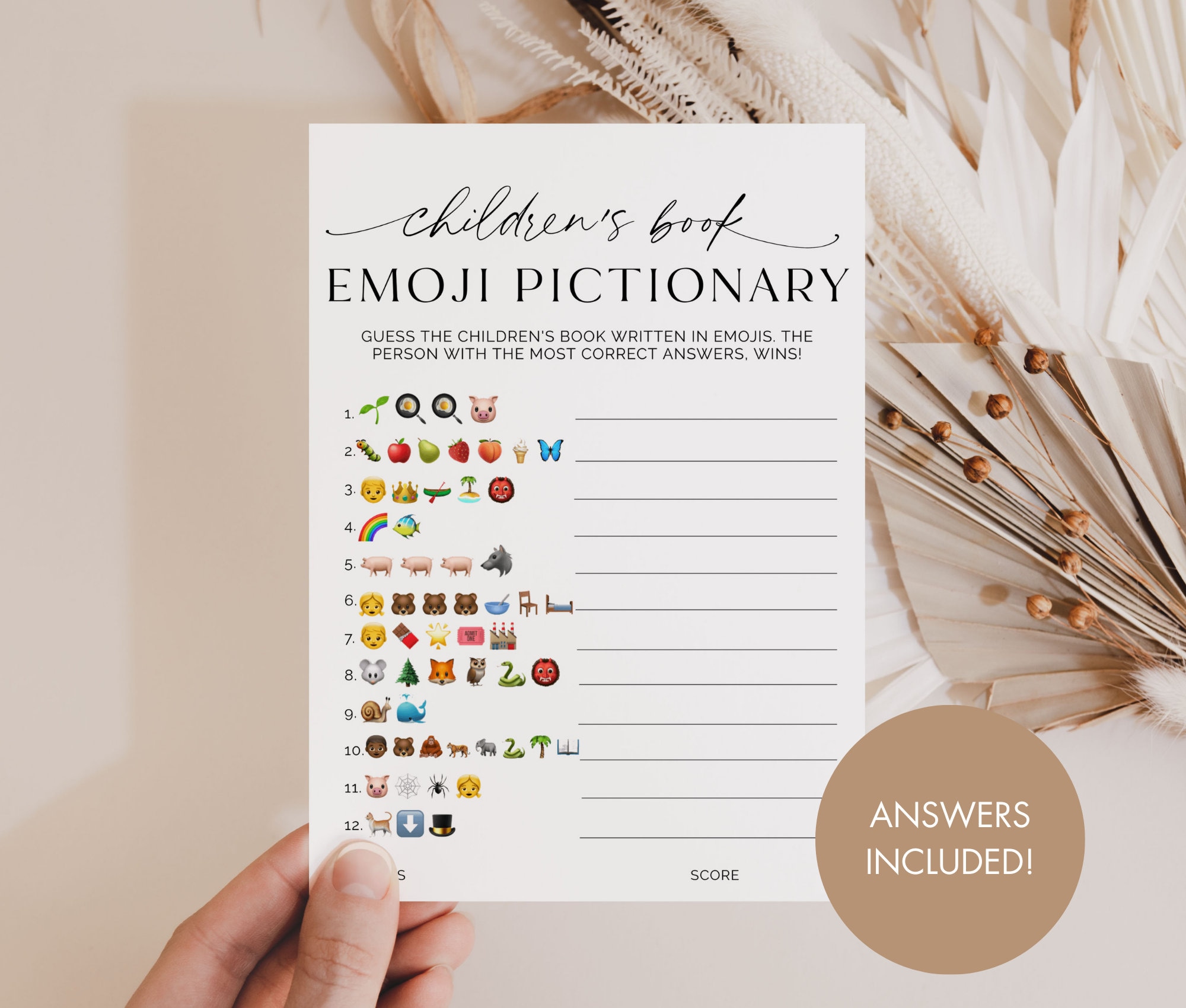 Children's Book Emoji Pictionary Game, Baby Shower Emoji Game, Emoji ...