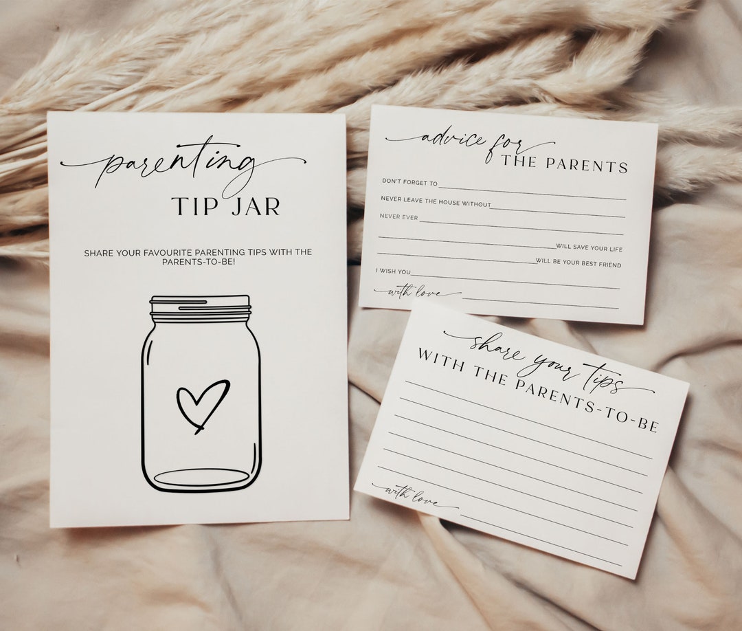 Parenting Tip Jar Sign, Advice Cards for the Parents to Be, Baby Shower ...