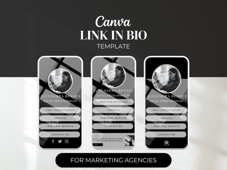 Link in Bio Template Canva, Instagram Landing Page, Tik Tok Template, Canva Link in Bio, Social ...