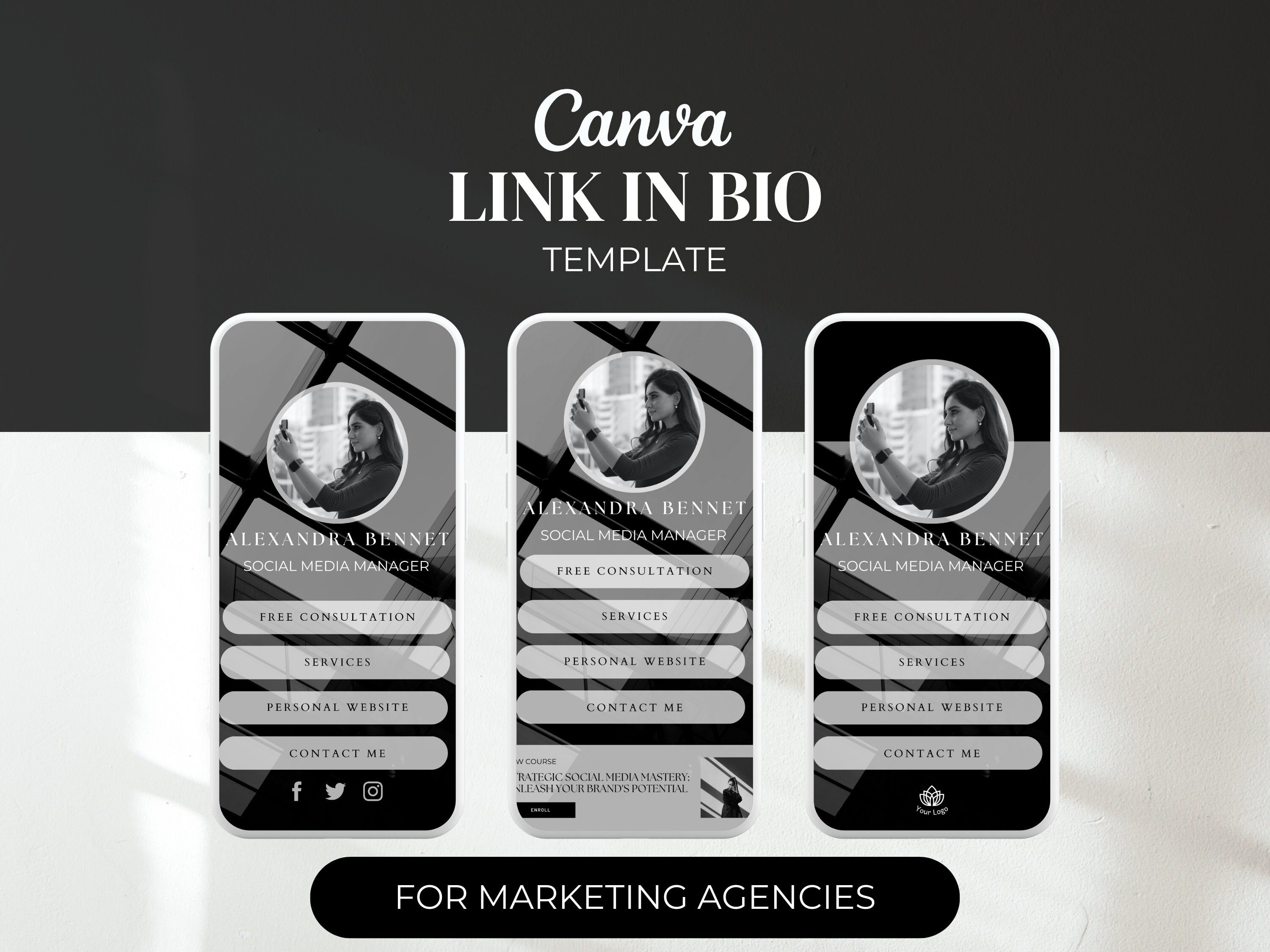 Link in Bio Template Canva, Instagram Landing Page, Tik Tok Template, Canva Link in Bio, Social ...