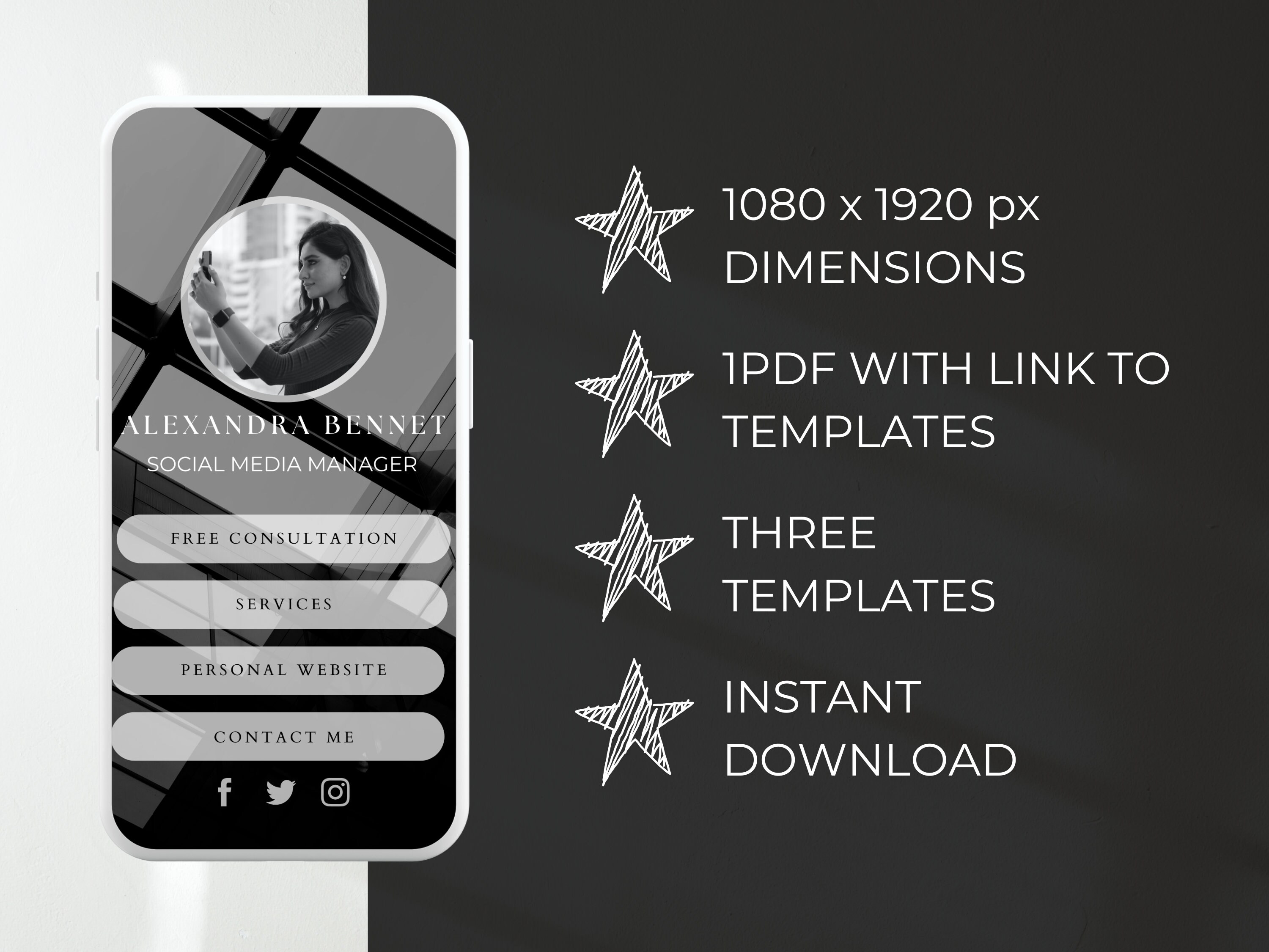 Link in Bio Template Canva, Instagram Landing Page, Tik Tok Template, Canva Link in Bio, Social ...