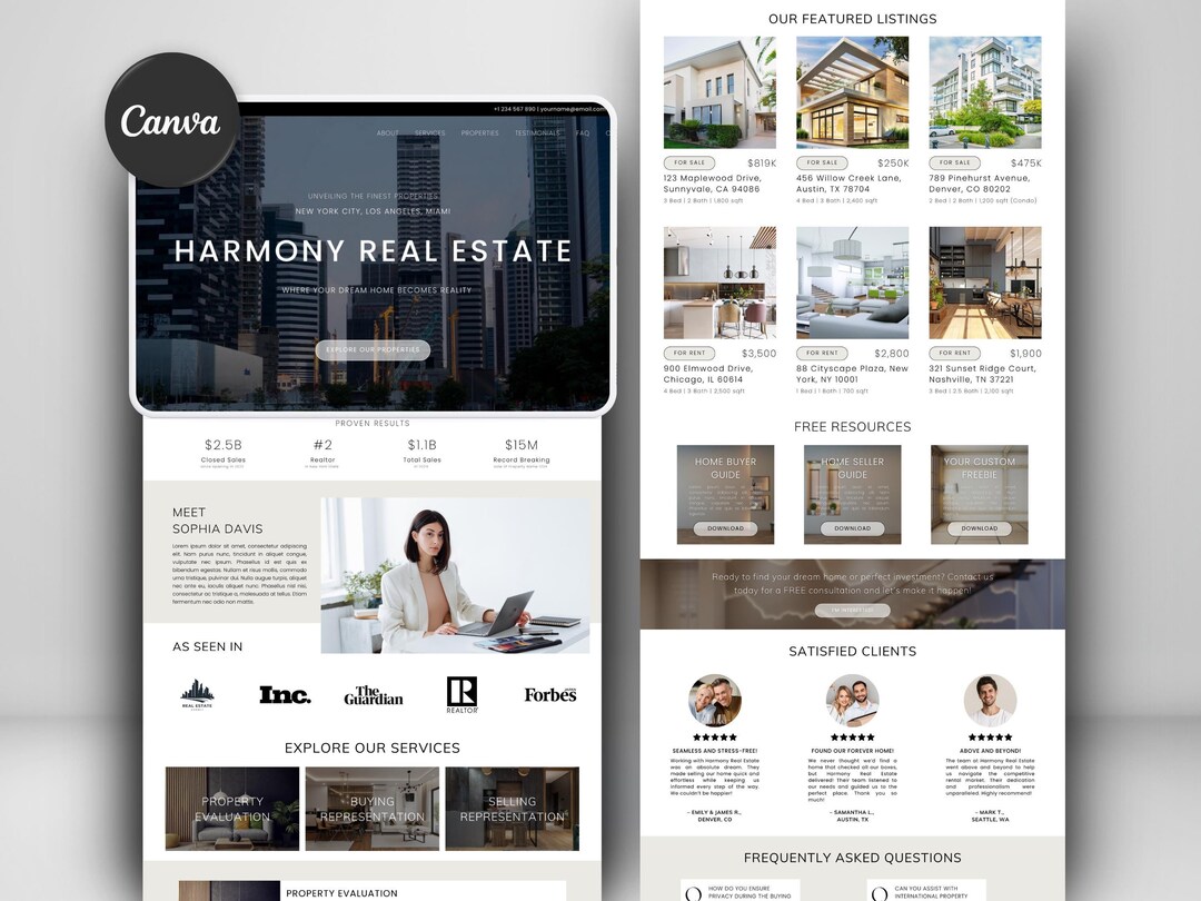 Real Estate Agent Website Template for Realtors, Real Estate Agency ...