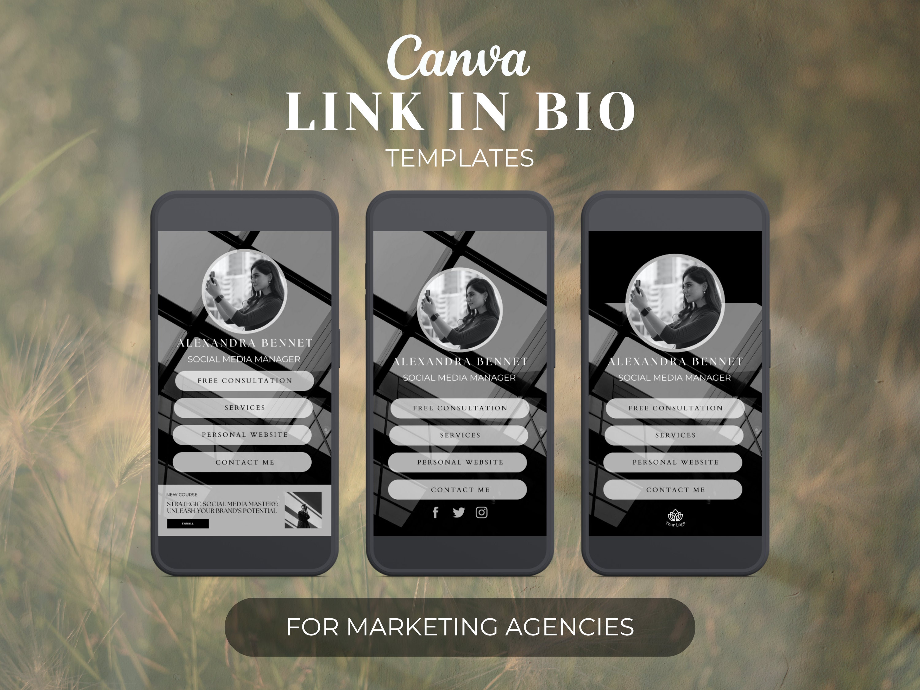 Link in Bio Template Canva, Instagram Landing Page, Tik Tok Template, Canva Link in Bio, Social ...