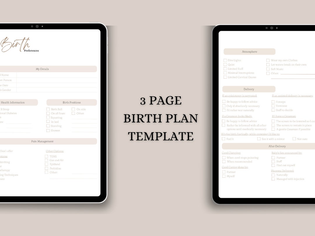 Editable Birth Plan Template Printable Birthing Plan Labour and ...