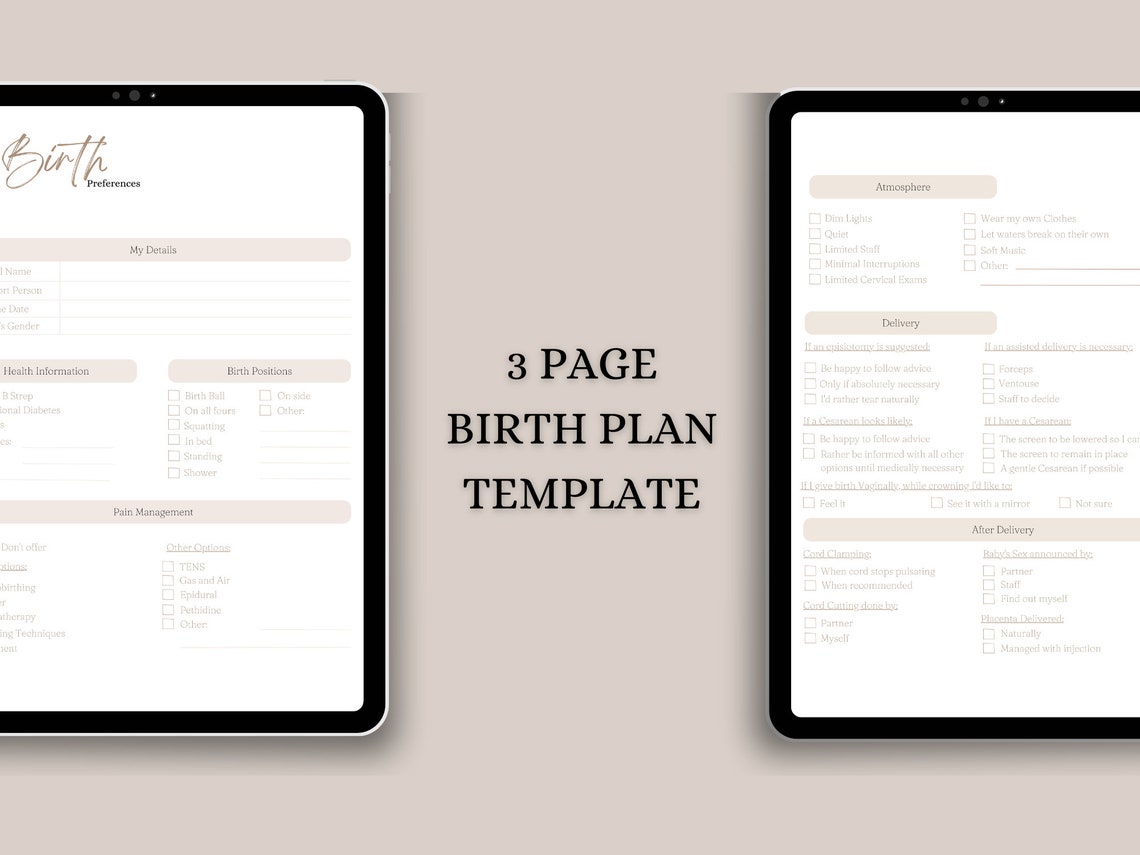 Editable Birth Plan Template Printable Birthing Plan Labour and ...