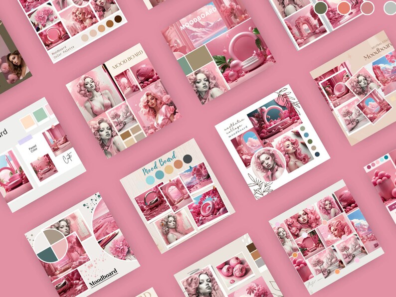 Pink Mood Board Templates Customizable Canva Colorful Mood Boards ...