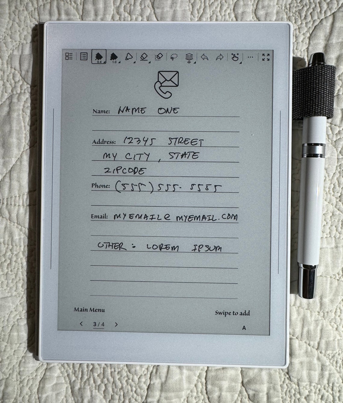 A6 X2 Supernote Nomad Infinite Address Book Organizer Template - Etsy